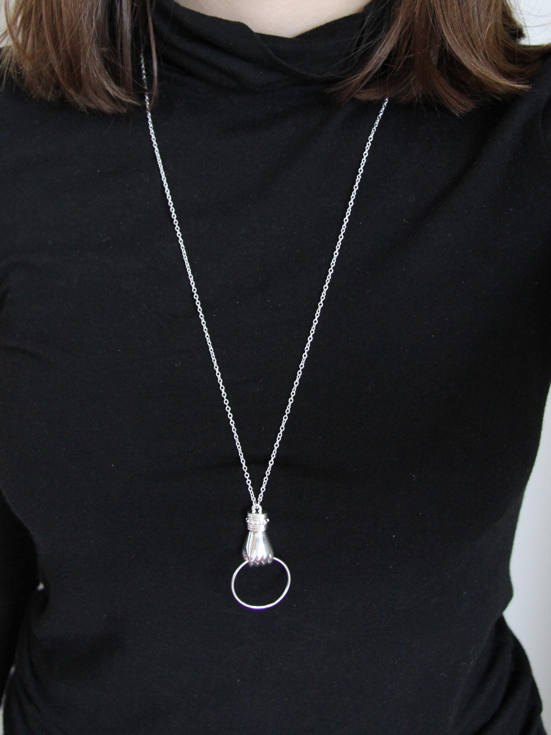 Pilgrim lange Kette Faust mit Ring gold + Verlängerungskettchen