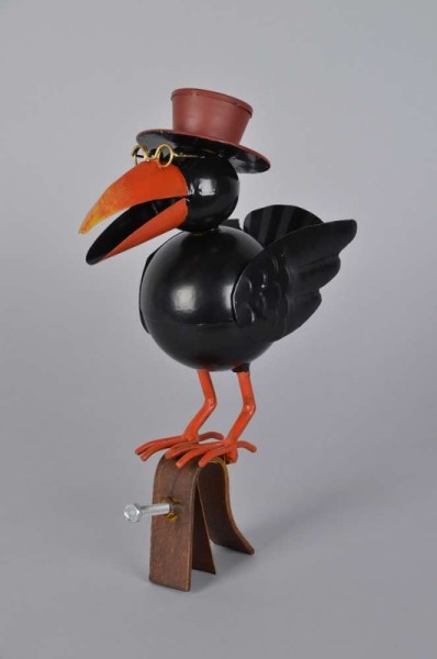 Regenrinnenvogel Lothar - Dr. Rabe mit Hut und Brille - Dach