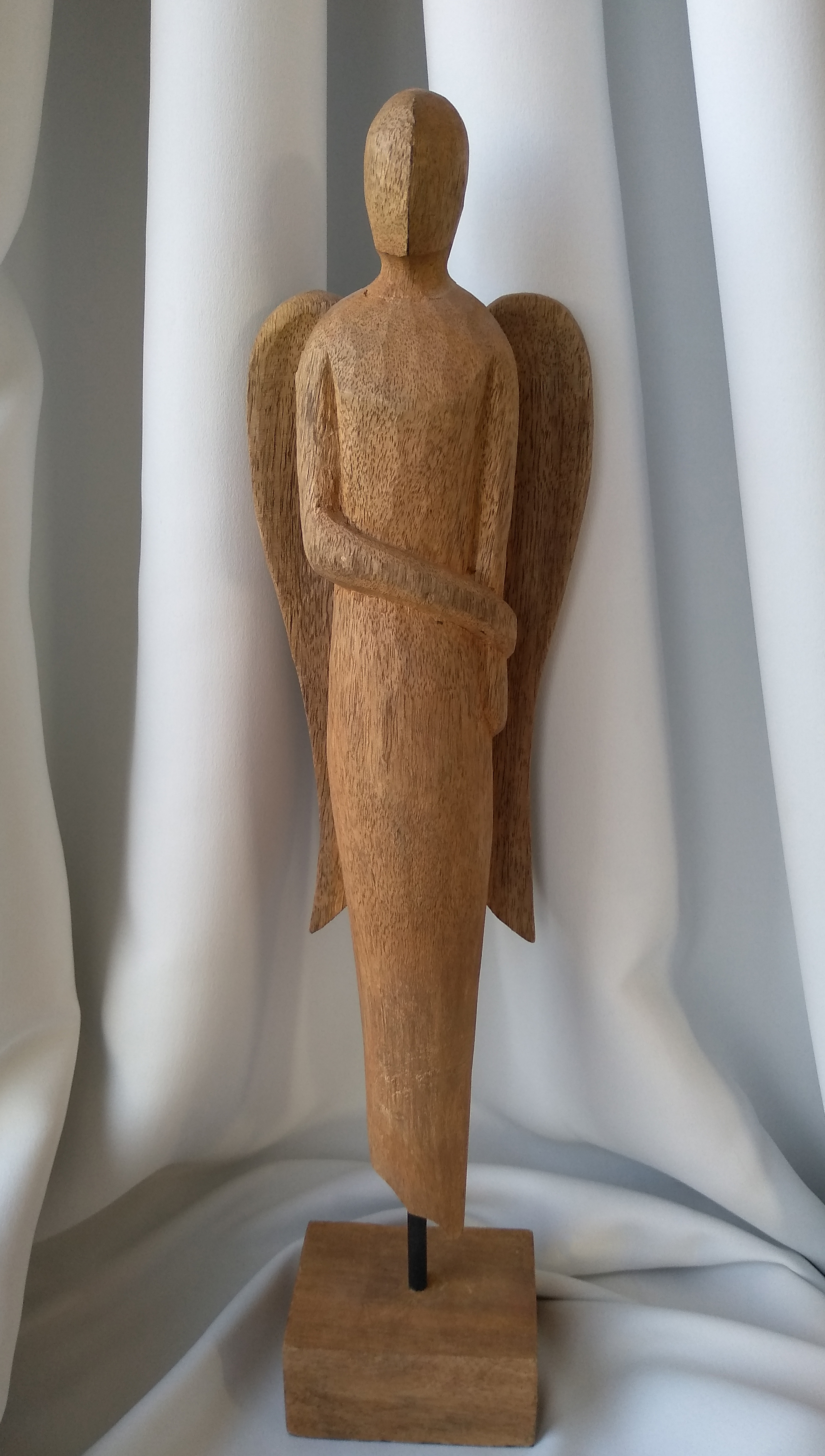 Holz Engel Skulptur Artisanal, 51cm- moderne Plastik - Dekofigur
