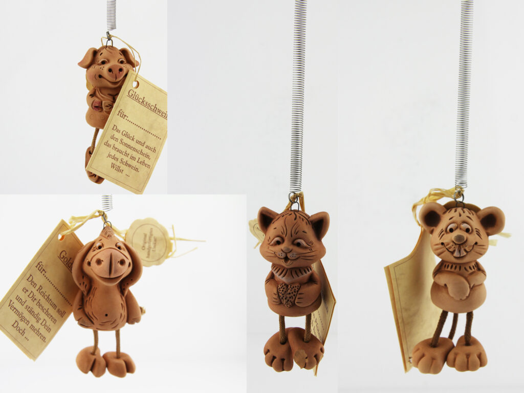 Keramik Schwingfigur - Freche Tiere mit Sprungfeder